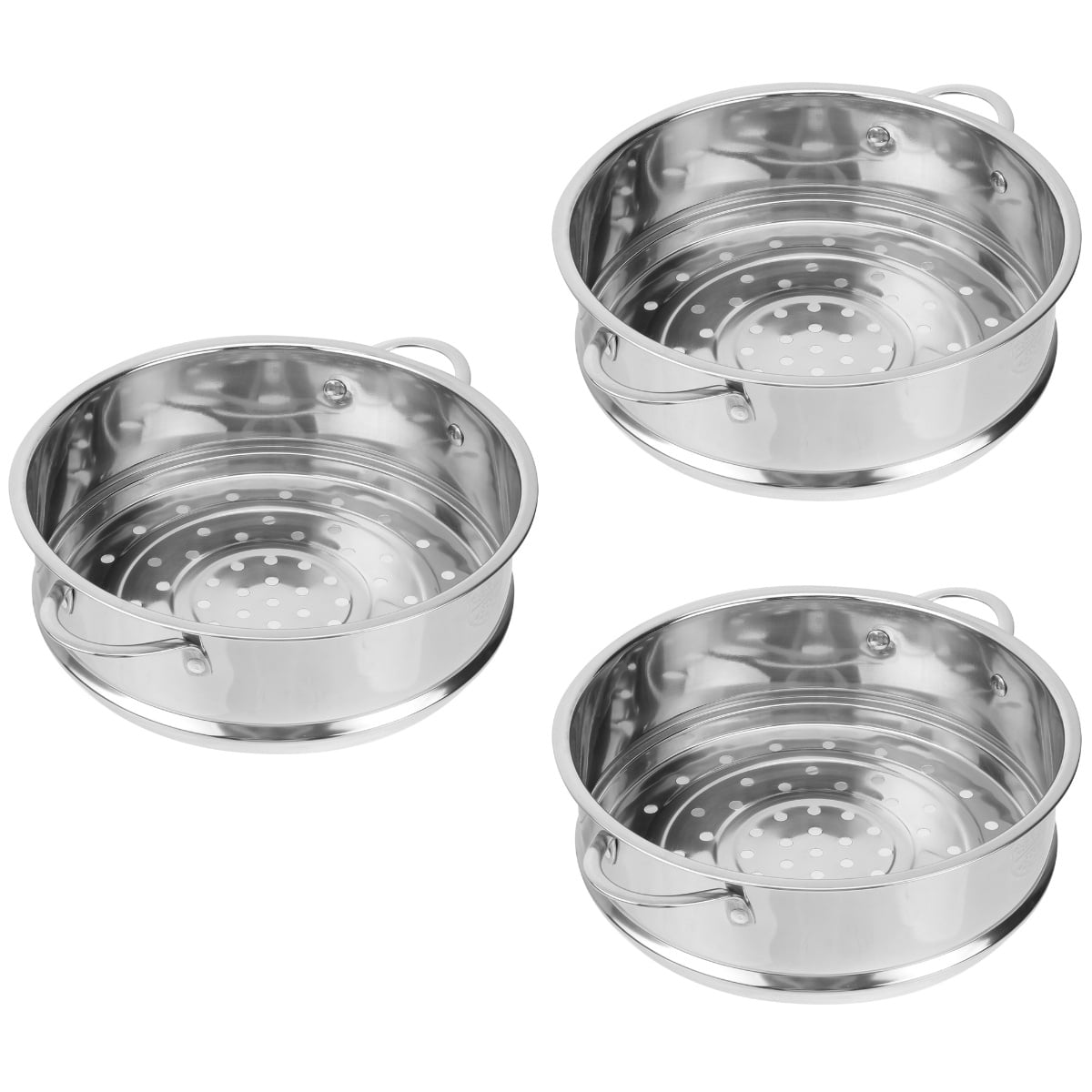 3 Pack Stainless Steel Steamer Multi-Function Basket Cookware Wooden ...