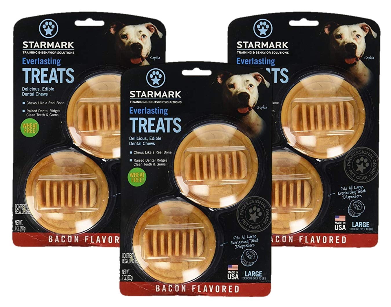 (3 Pack Star Mark Everlasting Bacon Dog Dental Chews, Large - Walmart.com