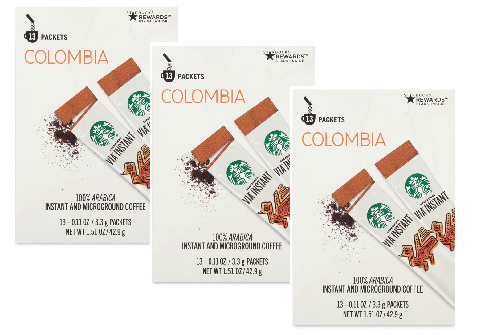 3-Pack Starbucks VIA Instant Microground Colombia Coffee Medium Roast ...