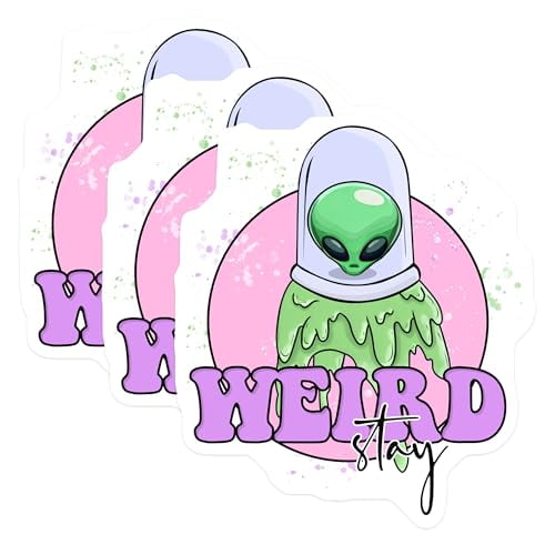 (3 Pack) Stay Weird Alien Decals - Extraterrestrial Art - Quirky Laptop ...