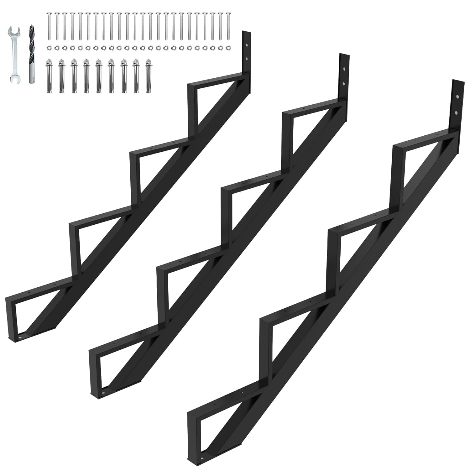 3 Pack Steel Stair Step Riser, 4-Step Metal Stair Stringer Heavy Duty ...