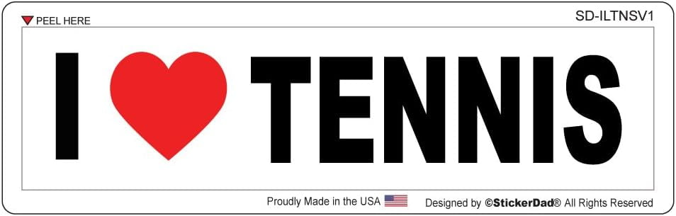 3 Pack - StickerDad® Bumper Sticker - I Love Tennis - Full Color ...