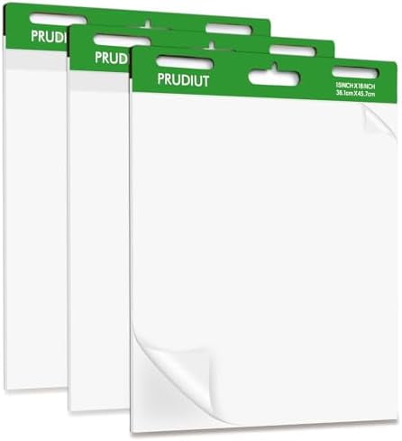 3 Pack Sticky Easel Pads, 15 x 18 Inches Flip Chart Paper Large White ...