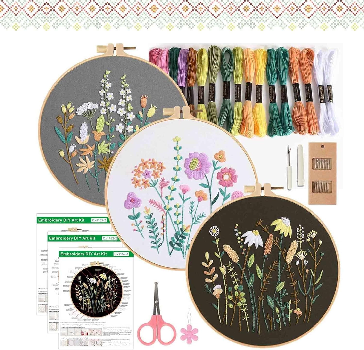 3 Pack Stitched Stories Embroidery Kit, Beginner Embroidery Kit for ...