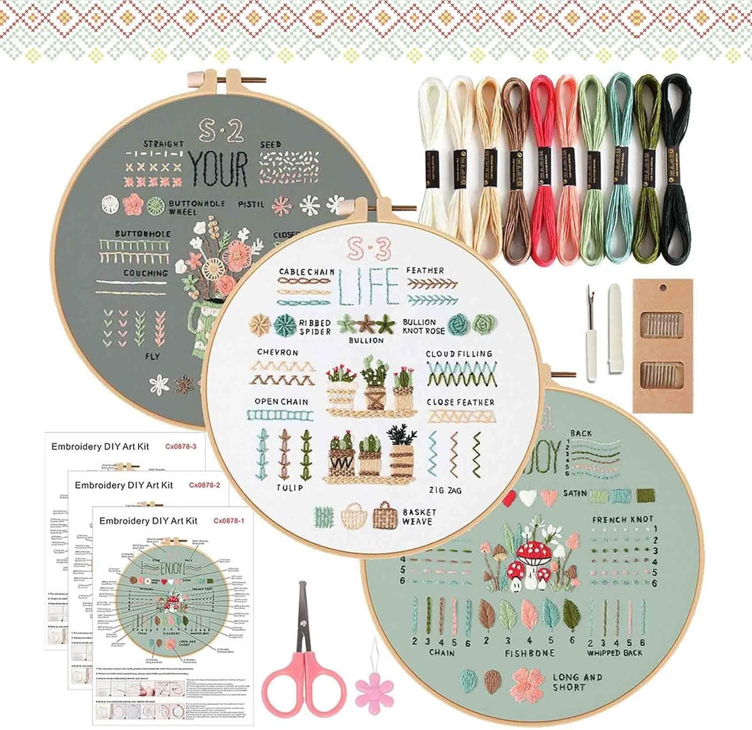 3 Pack Stitched Stories Embroidery Kit, Beginner Embroidery Kit for ...