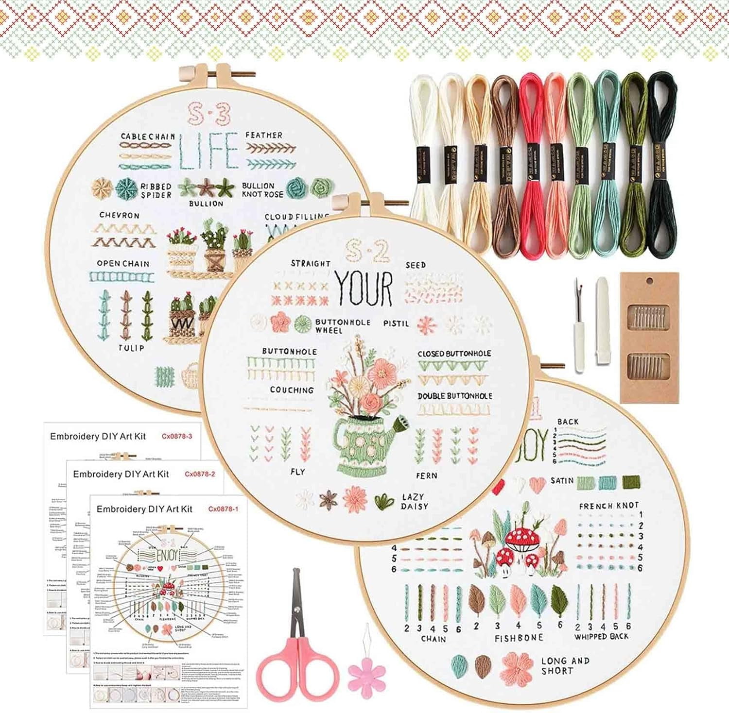 3 Pack Stitched Stories Embroidery Kit, Beginner Embroidery Kit for ...