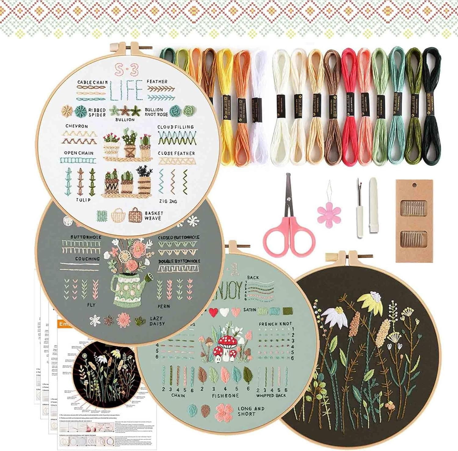3 Pack Stitched Stories Embroidery Kit, Beginner Embroidery Kit for ...