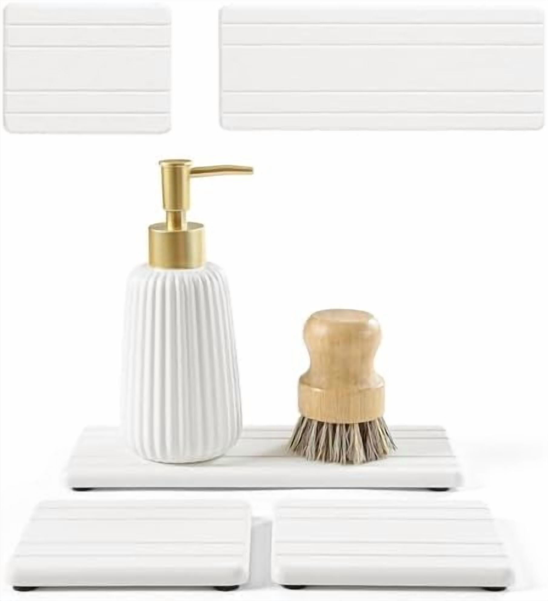 3 Pack Stone Drying Tray, Water Absorbing Stone Sink Mat for Kitchen ...