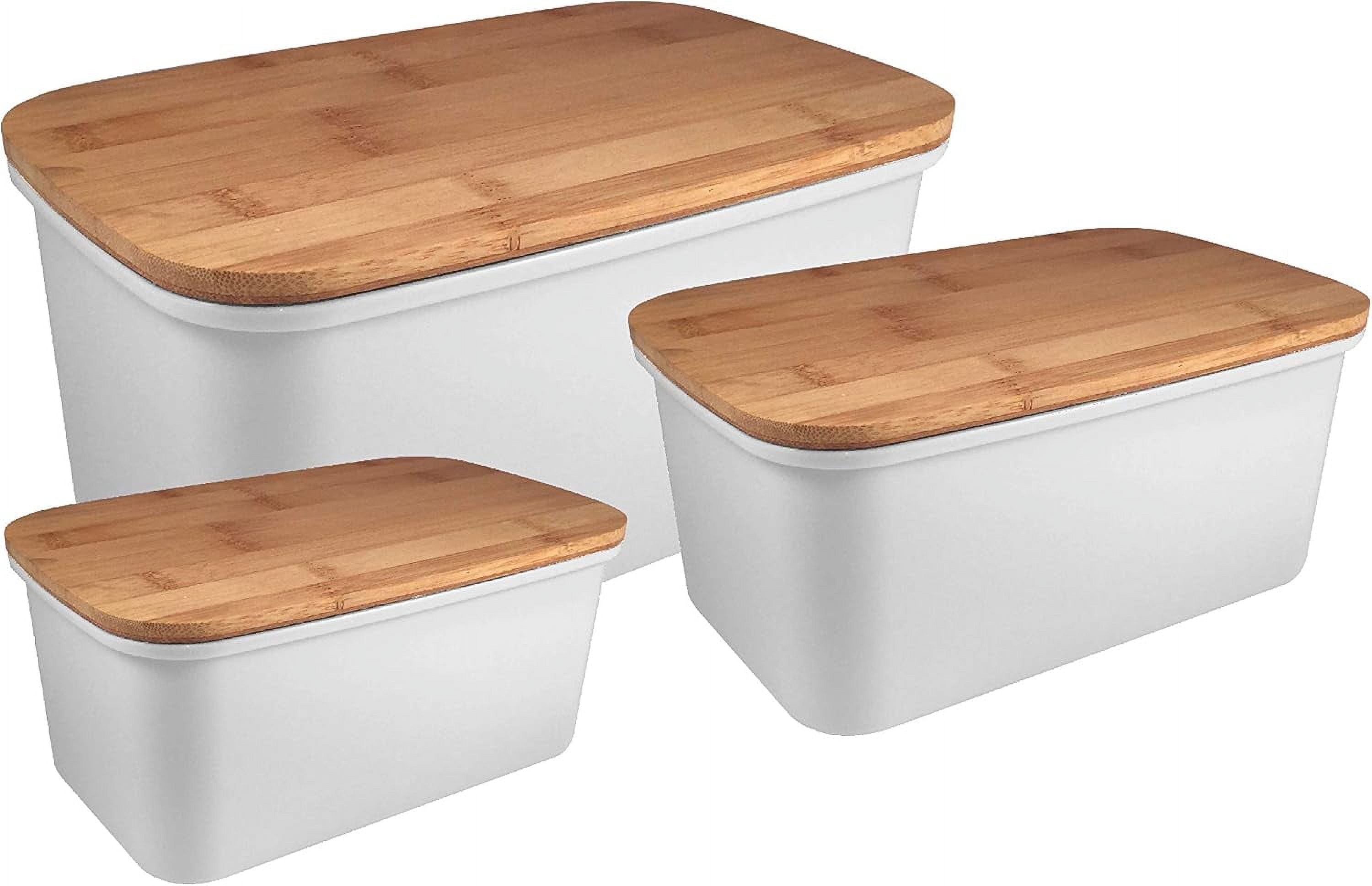 3 Pack Storage Bins with Bamboo Lids, Food Plastic Storage Containers ...