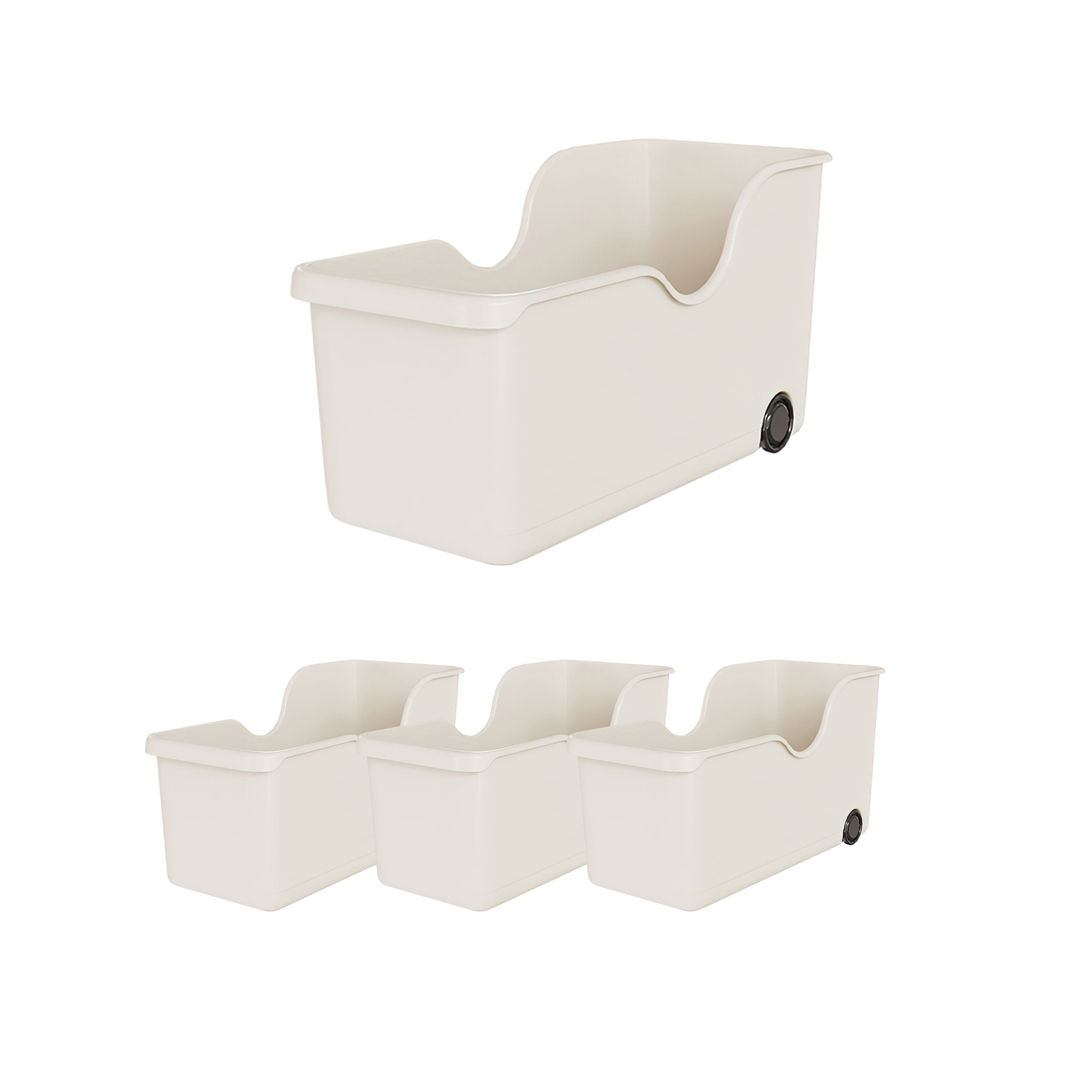3 Pack Storage Container Bin Box Organizer Bin with Roll Wheels Storage ...