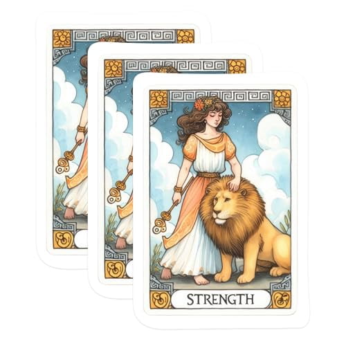 (3 Pack) Strength Tarot Card Decals - Lady and Lion Decal - Laptop ...