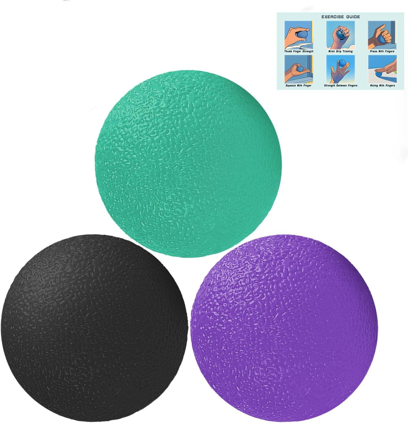 3 Pack Stress Balls for Adults, Squeeze Balls for Hand Therapy, Hand ...