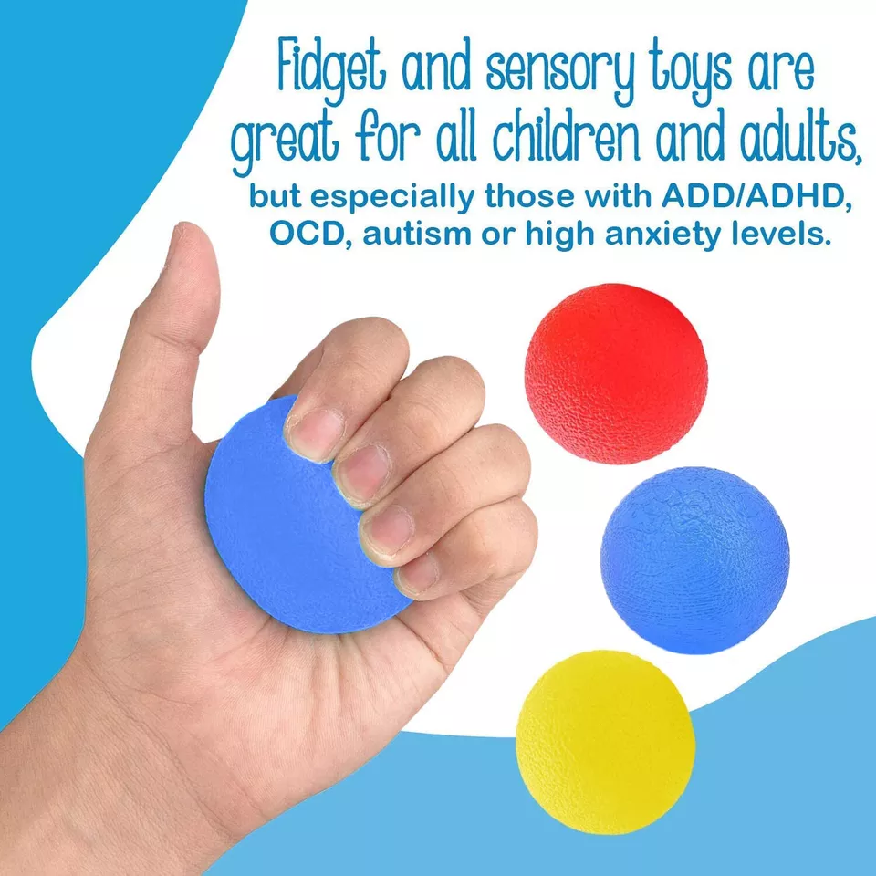 3-Pack Stress Relief Gel Squeeze Balls – Finger & Hand Grip Exerciser ...