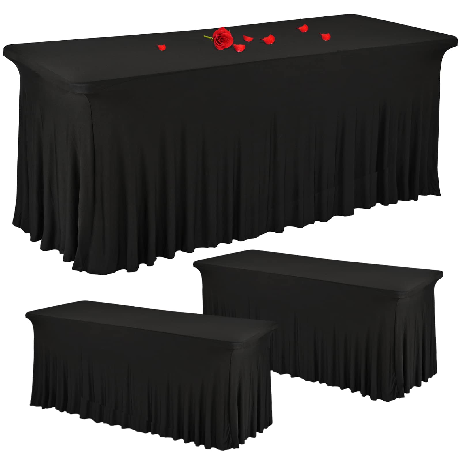 3 Pack Stretch Tablecloth Spandex Table Skirts for Rectangle Tables ...