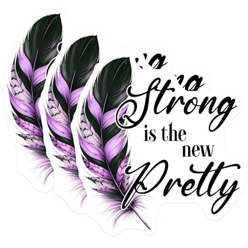 (3 Pack) Strong is The New Pretty Decals - Motivational Quote - Feather ...