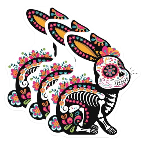 (3 Pack) Sugar Skull Rabbit Decals - Dia de Muertos Bunny - Laptop ...