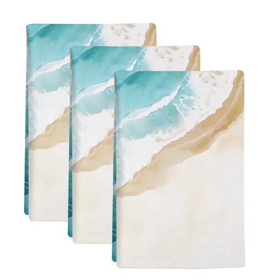 3 Pack Summer Beach Kitchen Towels Abstract Teal Beige Gradient Waves ...