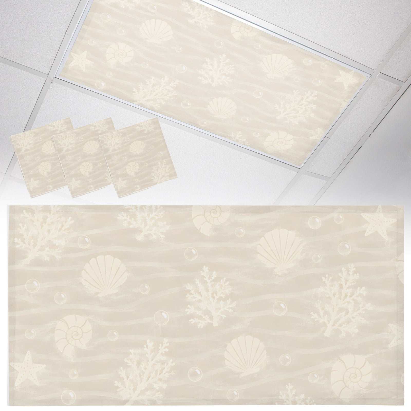 3 Pack Summer Beige Ocean Fluorescent Light Covers for Ceiling Lights ...
