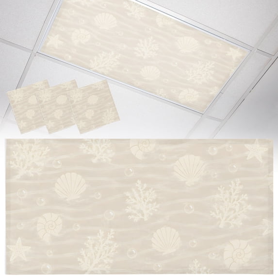 3 Pack Summer Beige Ocean Fluorescent Light Covers for Ceiling Lights ...