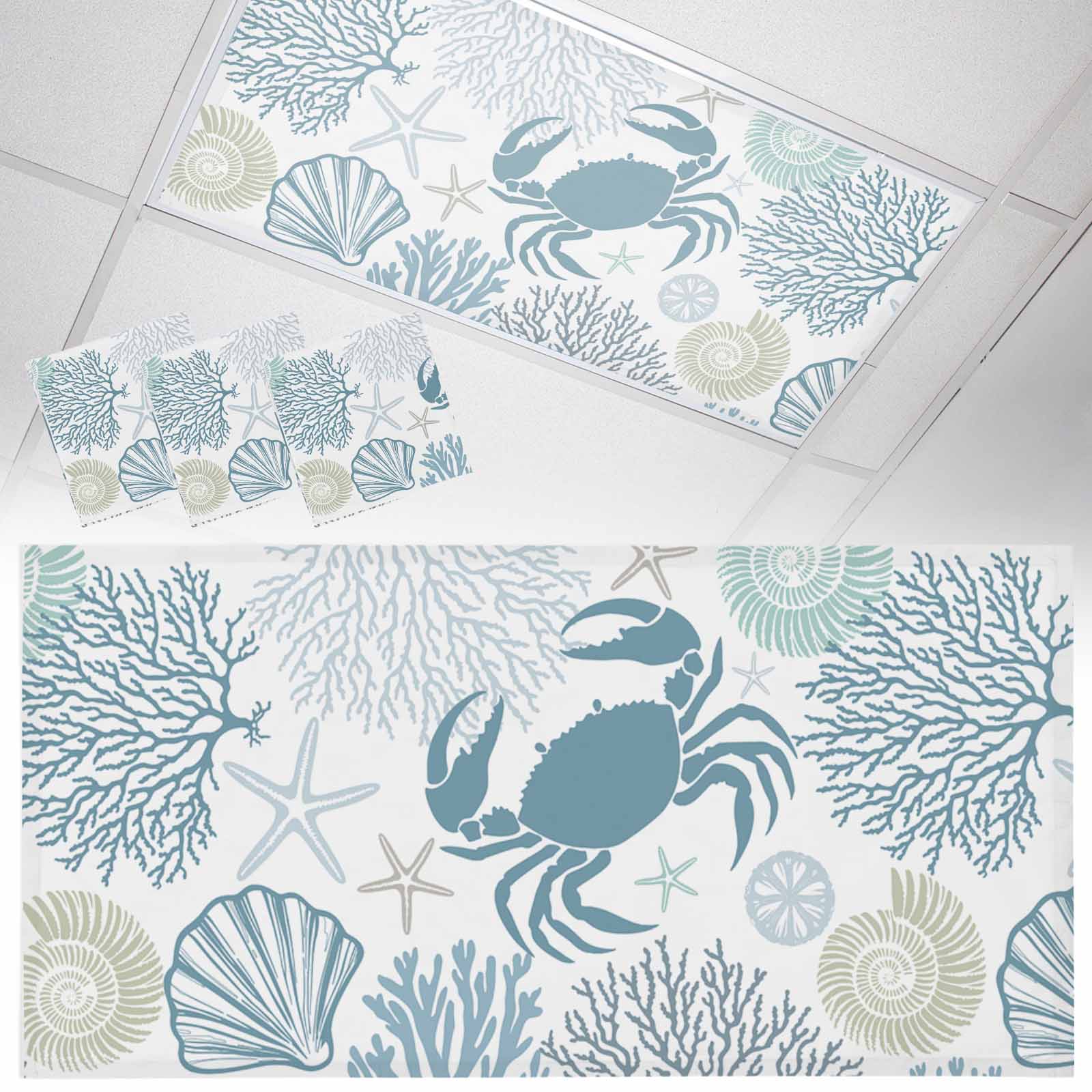 3 Pack Summer Fluorescent Light Covers for Ceiling Lights Teal Green ...
