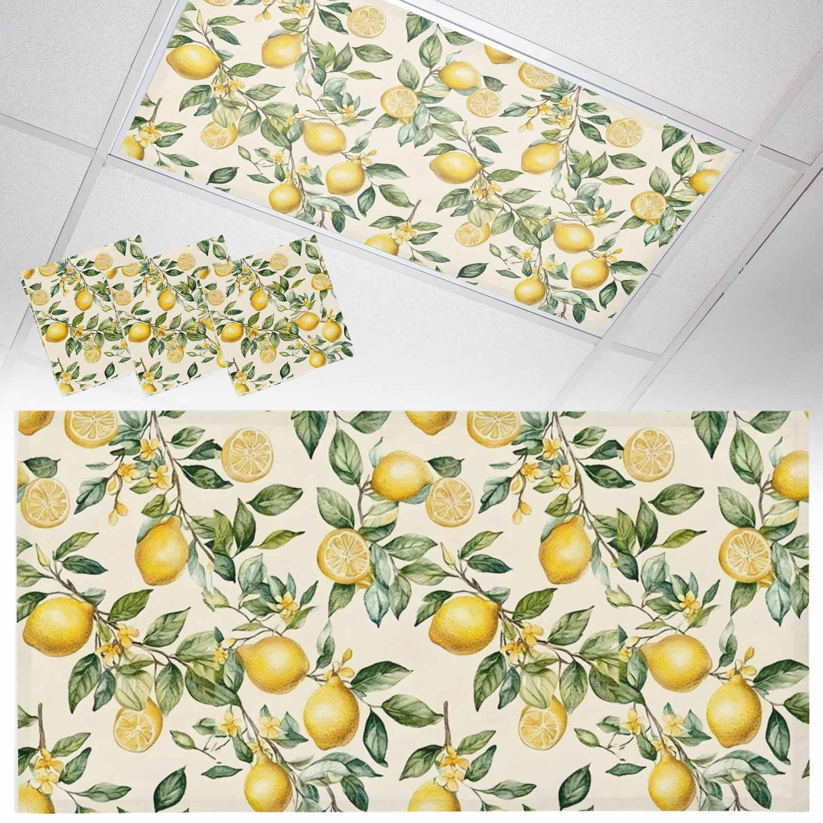 3 Pack Summer Lemon Fluorescent Light Covers for Ceiling Lights Yellow ...