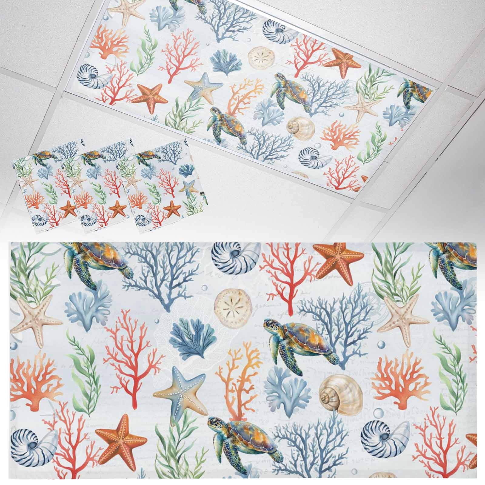 3 Pack Summer Ocean Fluorescent Light Covers for Ceiling Lights Blue ...