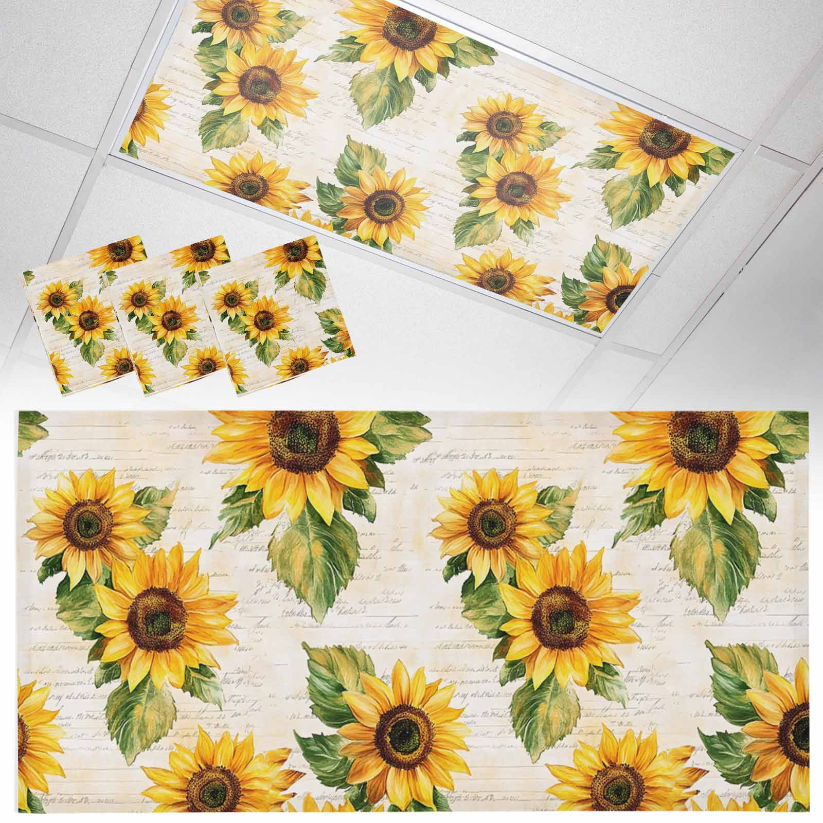 3 Pack Summer Sunflower Fluorescent Light Covers for Ceiling Lights ...