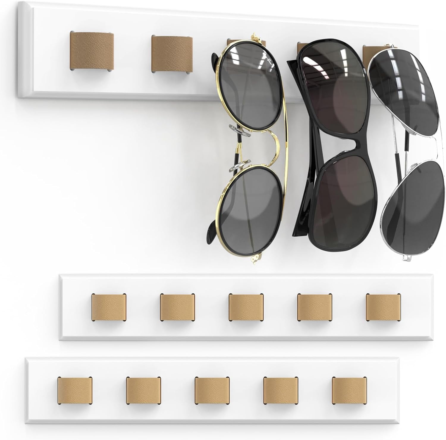 3 Pack Sunglass Organizer, Wall Mounted Sunglasses Organizer, Wooden ...
