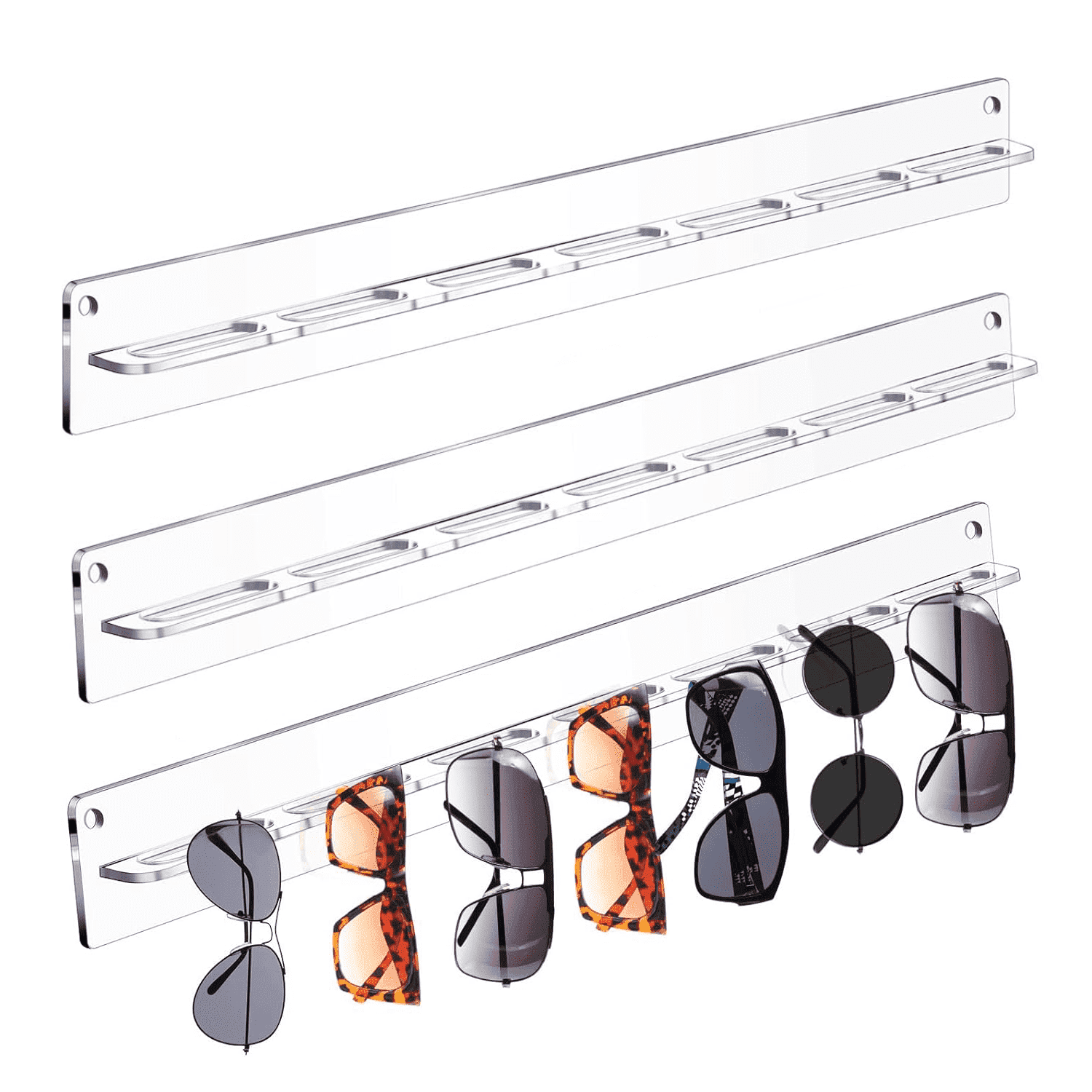 ChrumpTon 3 Pack Clear Acrylic Sunglass Organizer, Wall Mounted Storage ...