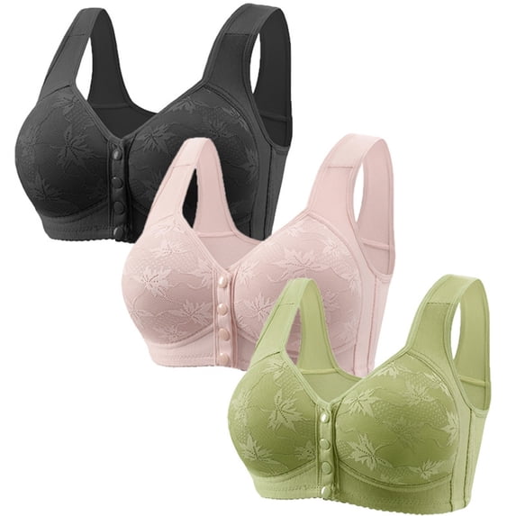 3 Pack Supportive Bra Wireless Support Bra Wireless Front Close Push up ...