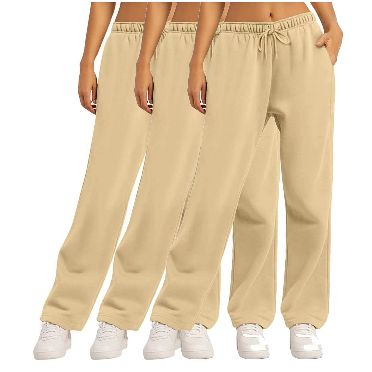 3 Pack Sweatpants For Women Casual Solid Color Loose Running Khaki ...
