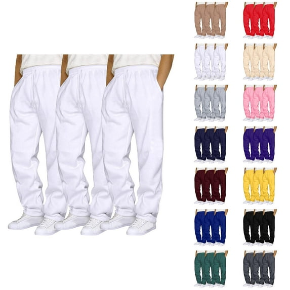3 Pack Sweatpants for Men 2026 Trendy Drawstring Elastic Waist Straight ...