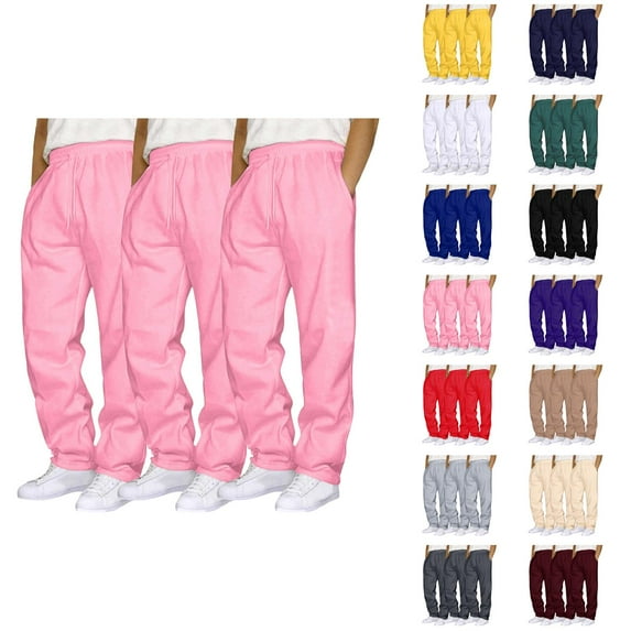 3 Pack Sweatpants for Men 2026 Trendy Drawstring Elastic Waist Straight ...