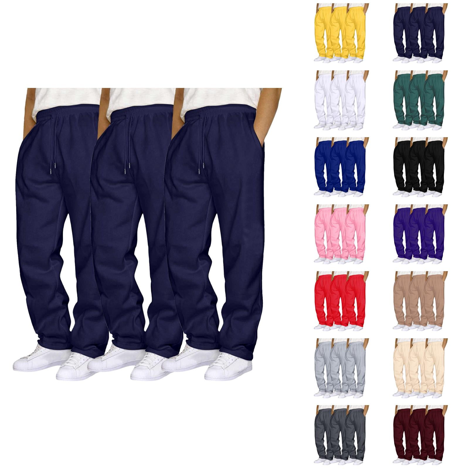 3 Pack Sweatpants for Men 2026 Trendy Drawstring Elastic Waist Straight ...