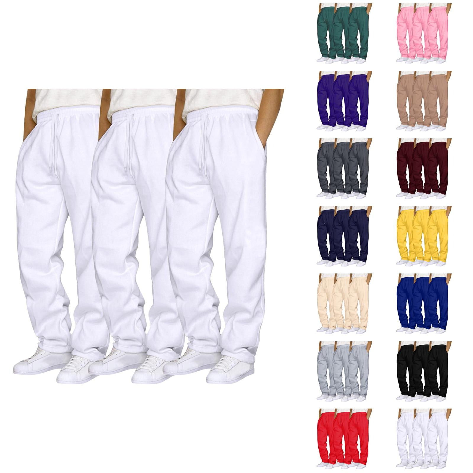 3 Pack Sweatpants for Men 2026 Trendy Elastic Waist Drawstring Straight ...