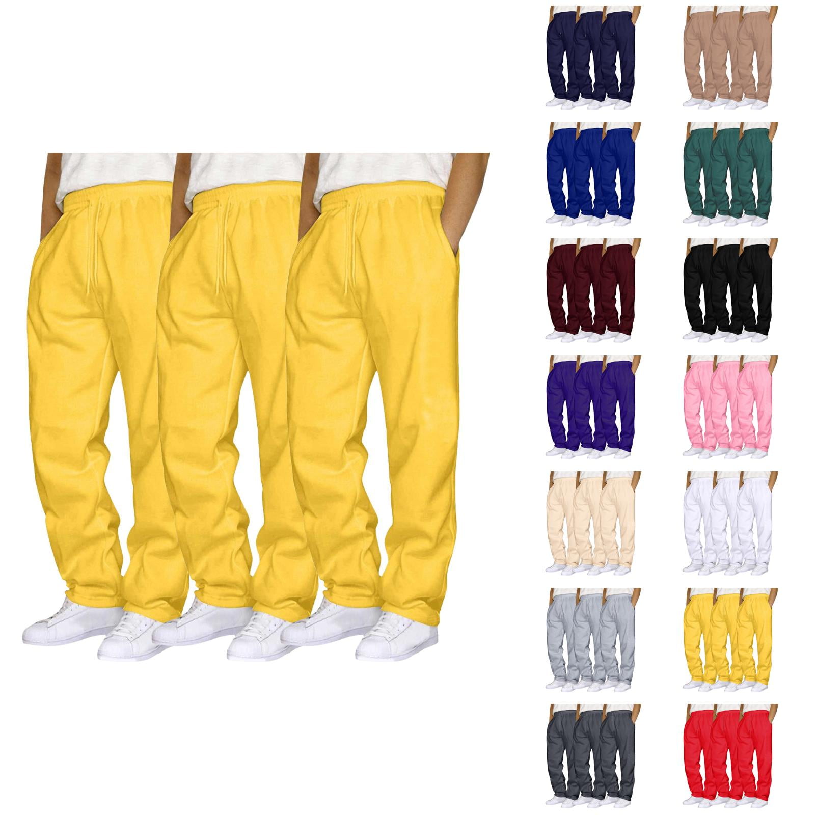 3 Pack Sweatpants for Men 2026 Trendy Elastic Waist Drawstring Straight ...