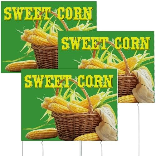 3 Pack Sweet Corn 12 x 16 Inch Weatherproof Plastic Double-sided Sweet ...