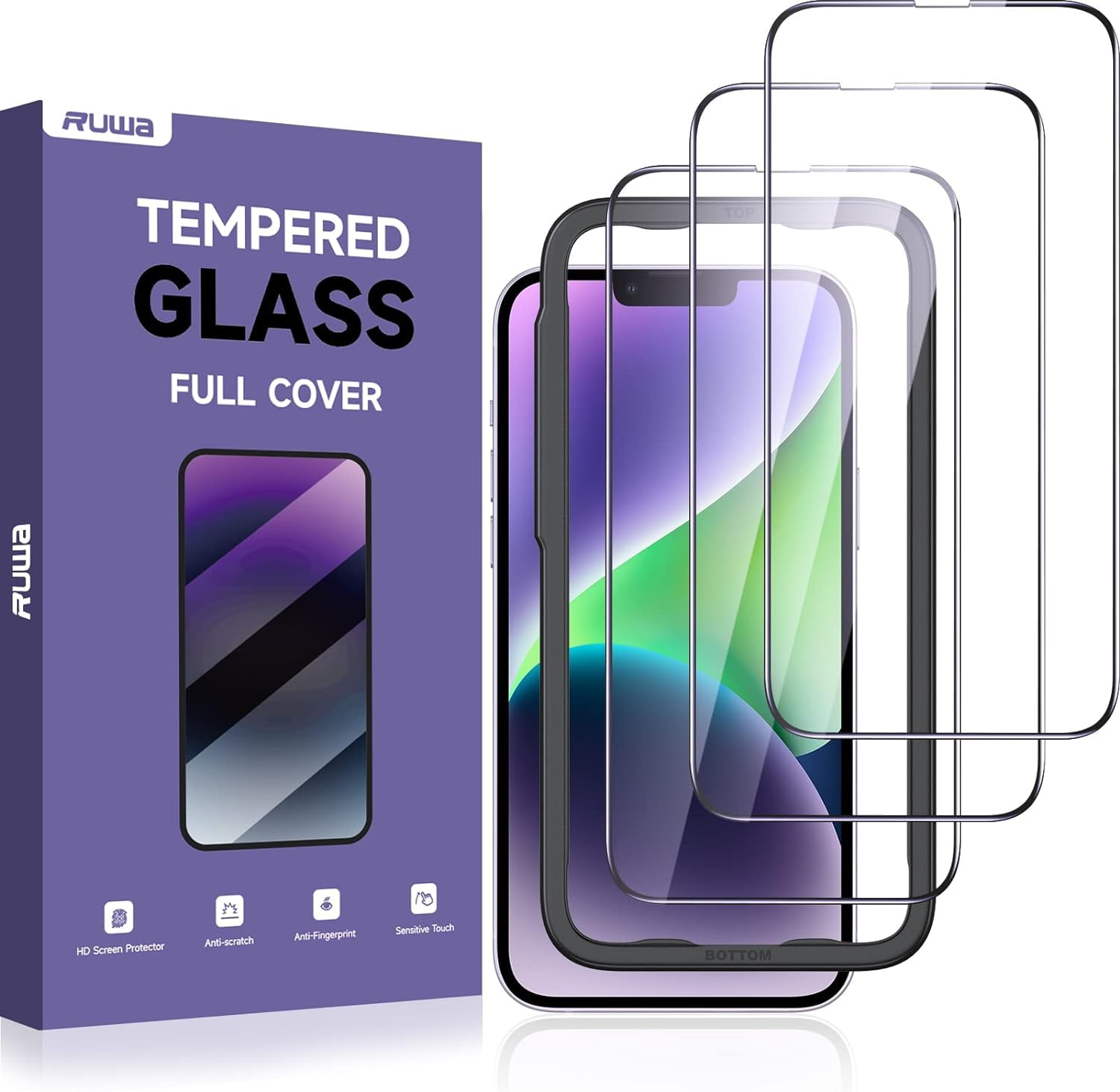 3-Pack TJS for iPhone 13/13 Pro/14 Screen Protector [6.1 Inch] Display ...