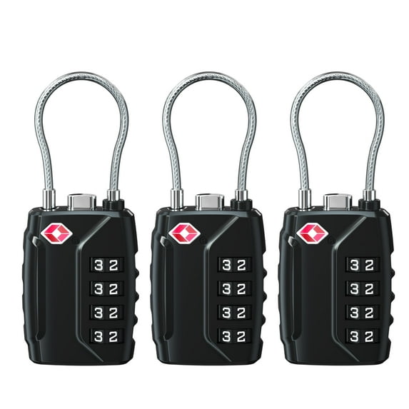 3 Pack TSA Approved Luggage Locks 4 Digit Combination Travel Locks ...