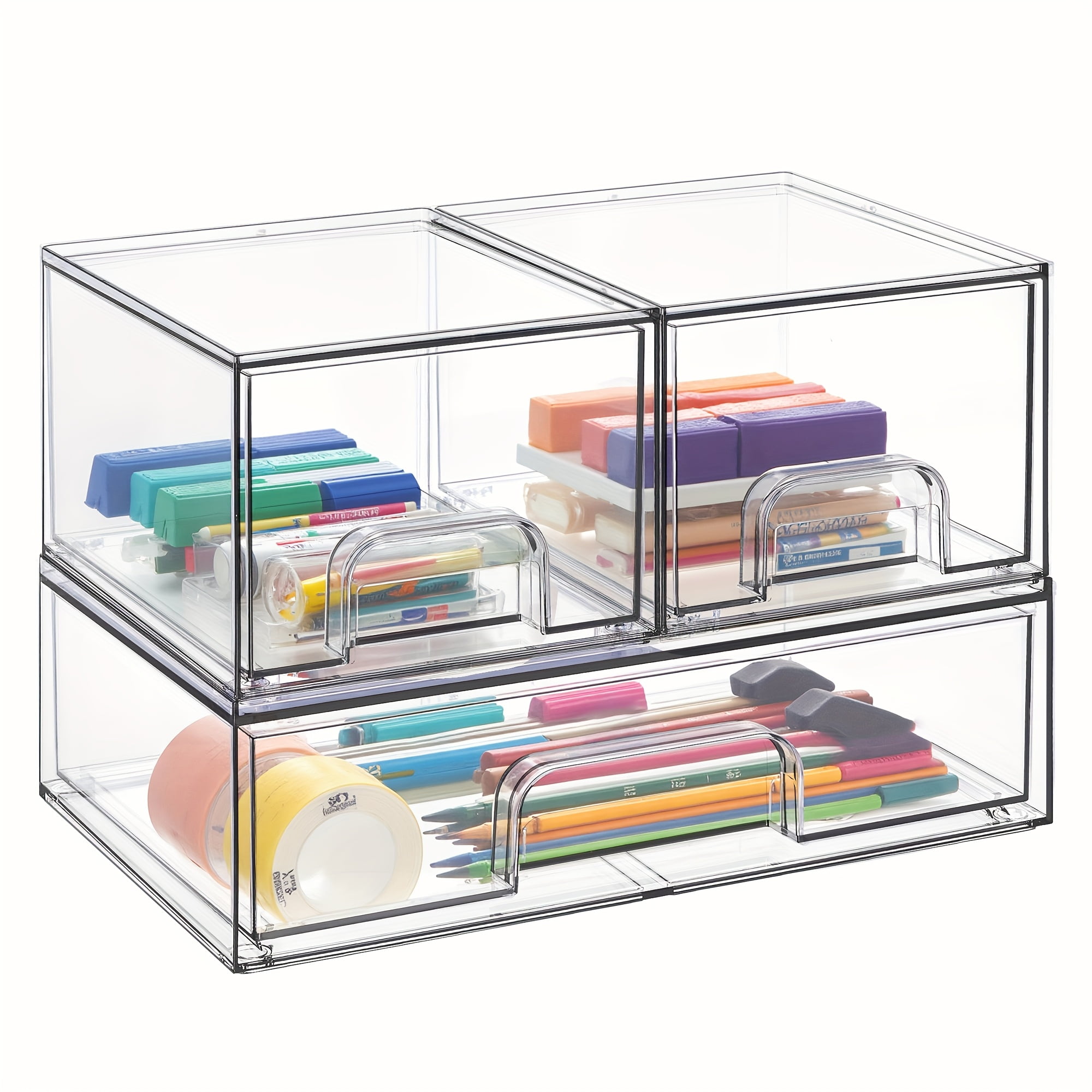 3 Pack Table And Drawer Storage, Clear Plastic Organizer Bins for ...