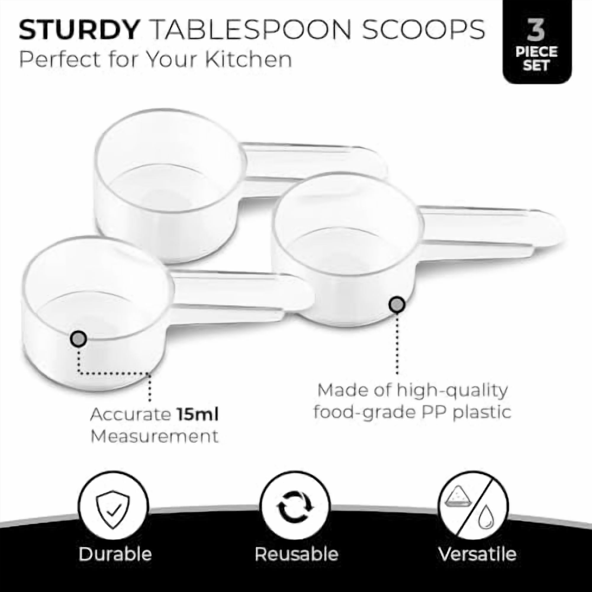 3 Pack Tablespoon Measuring Spoon Set with Short Handle Coffee Scoop ...