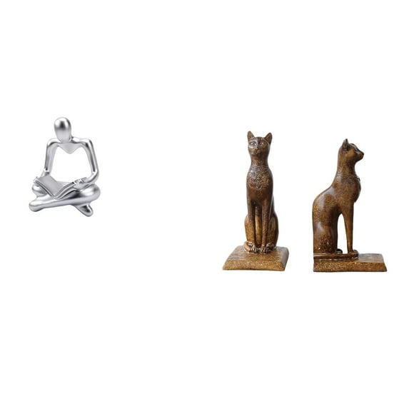 3 Pack Tabletop Figurine Sculpture Book End Cat Statue Resin Material ...