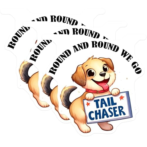 (3 Pack) Tail Chaser Dog Decals - Puppy Tail - Laptop Decals - 3 Inches ...