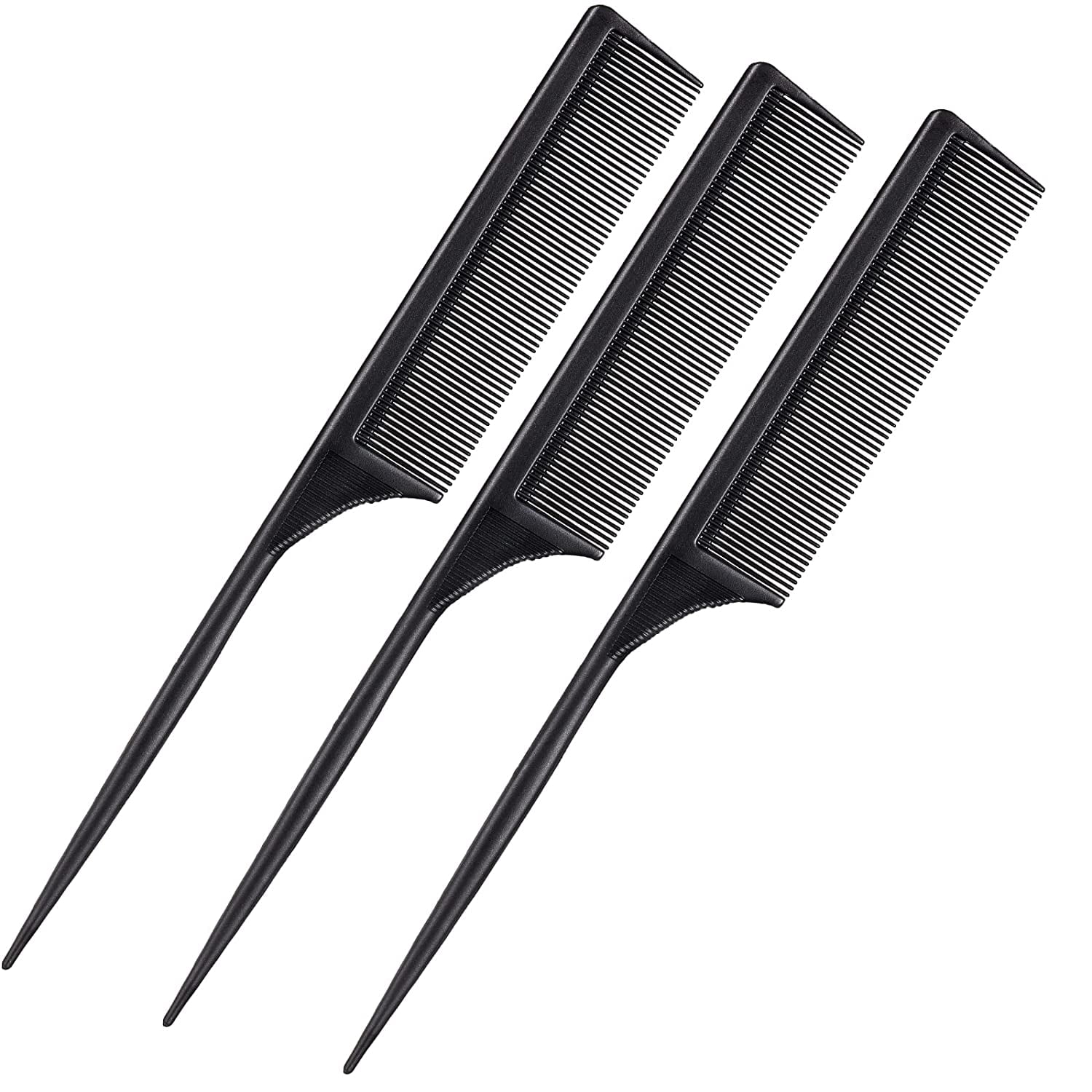3 Pack Tail Comb Carbon Fiber Rat Tail Comb Set Heat Resistant Anti ...