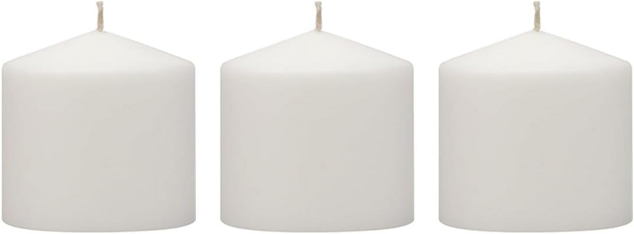 3 Pack Tall 3 x 3 Inch 18 Hour Long Burning Unscented White Wax Pillar ...