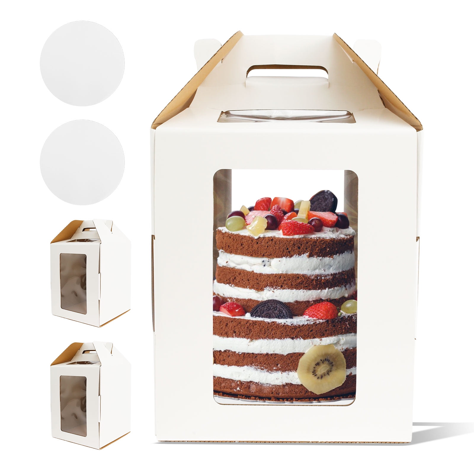 3 Pack Tall Cake Boxes for Tier Cakes 10x10x12 Inch Disposable Layer ...