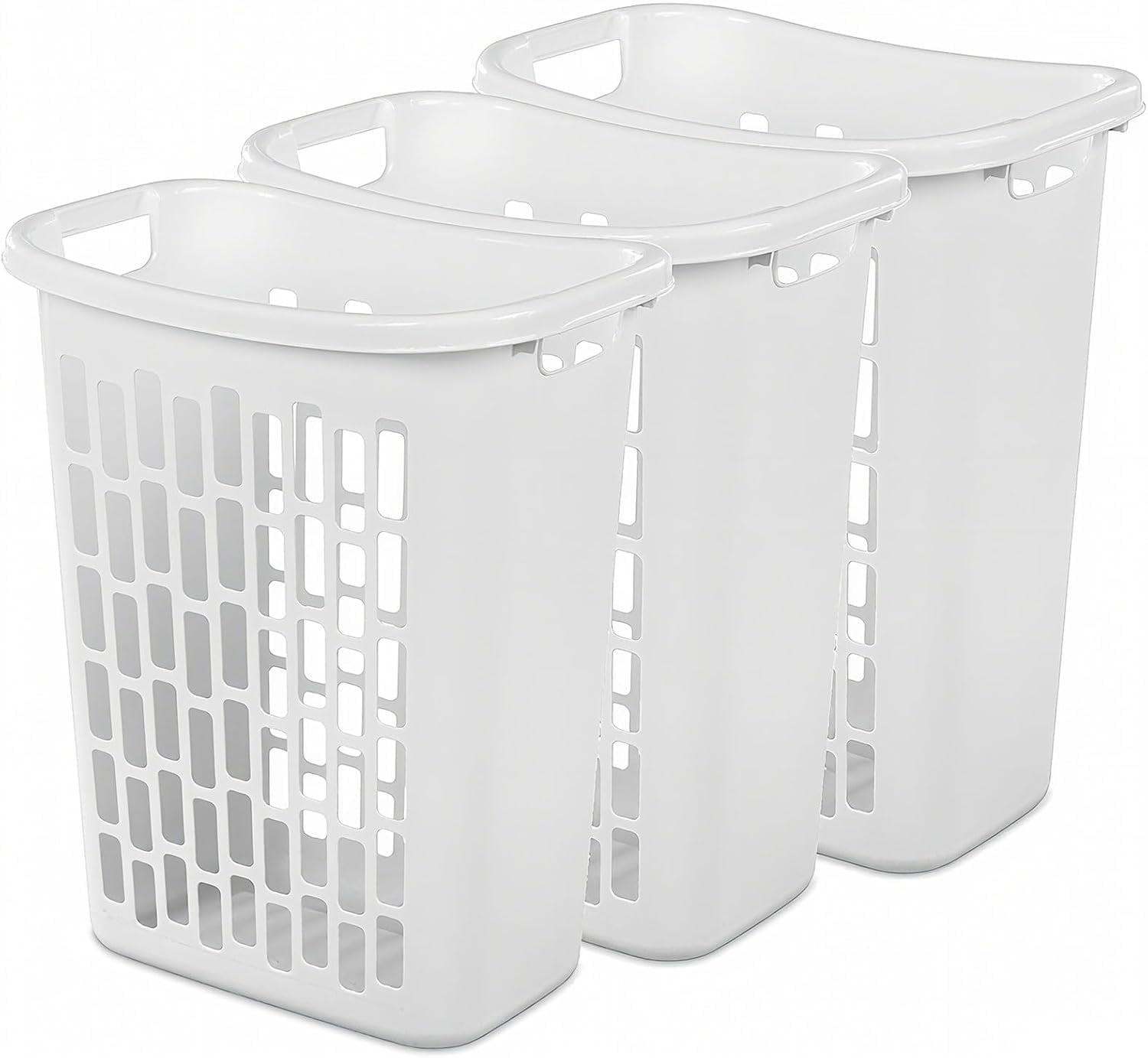 3-Pack Tall & Slim Open Heavy-Duty Plastic Laundry Hamper with ...