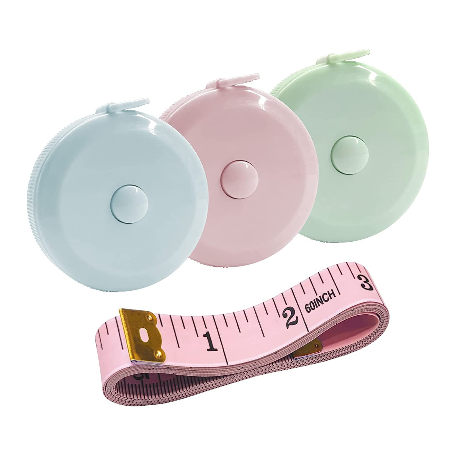 3 Pack Tape Measure Retractable 60-inch 1.5 Meter, Small Push Button ...