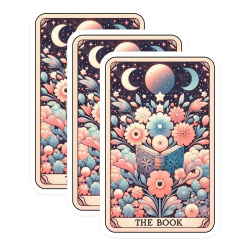 (3 Pack) Tarot Card Decals - Floral Book - Mystical Moon Stars - 3 ...