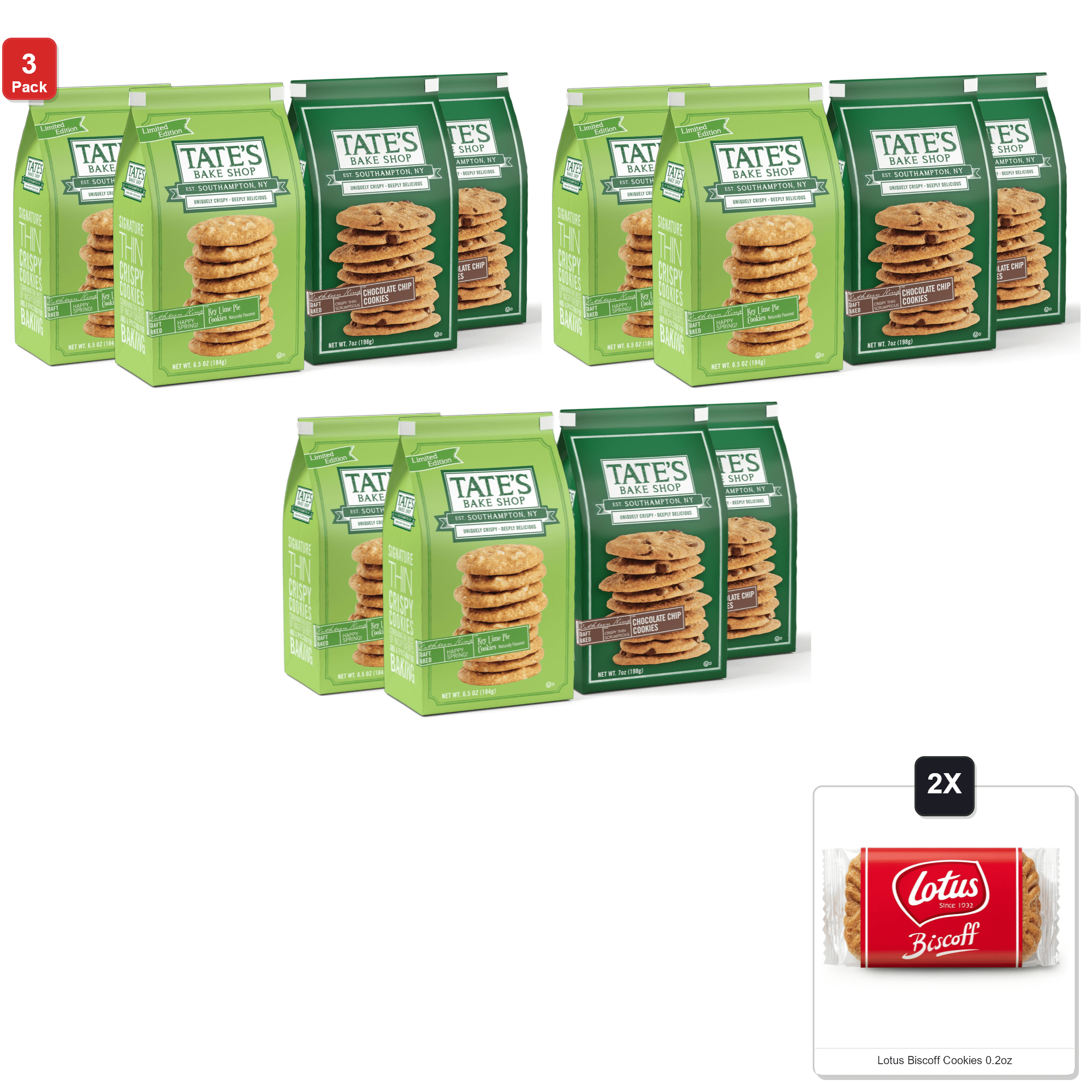 3 Pack | Tates Bake Shop Key Lime Pie & Chocolate Chip Cookies, 4 Bags ...